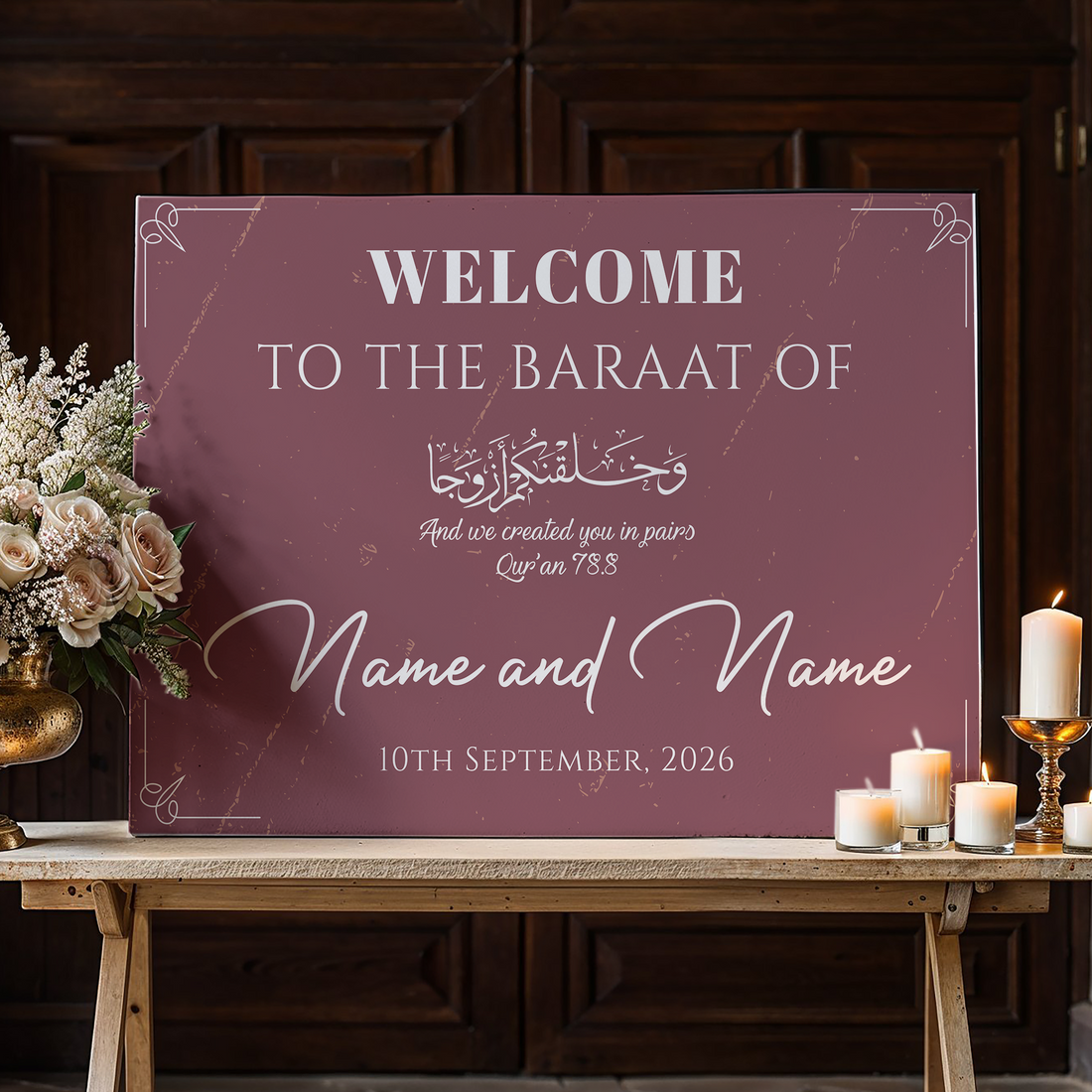 Nikkah Wedding Welcome Sign, Personalised Nikkah, Nikah Sign, Islamic ...