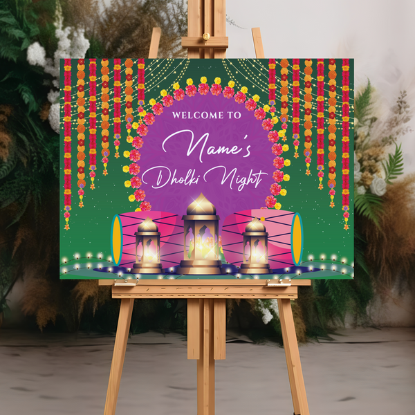Dholki Welcome Sign, A1, A2, A3 or A4, Pakistani Wedding, Dholak Night ...