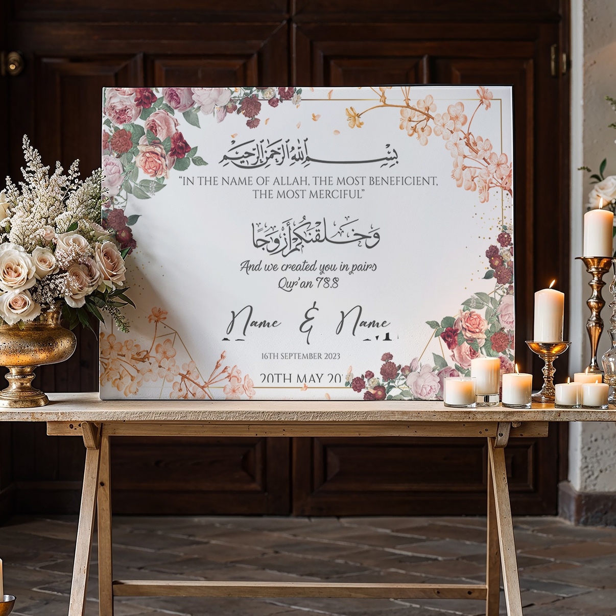 Nikkah Wedding Welcome Sign, Personalised Nikkah, Nikah Sign, Islamic ...